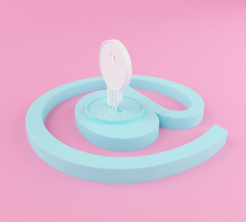 3d Mail sign with key stock illustration. Illustration of concept ...