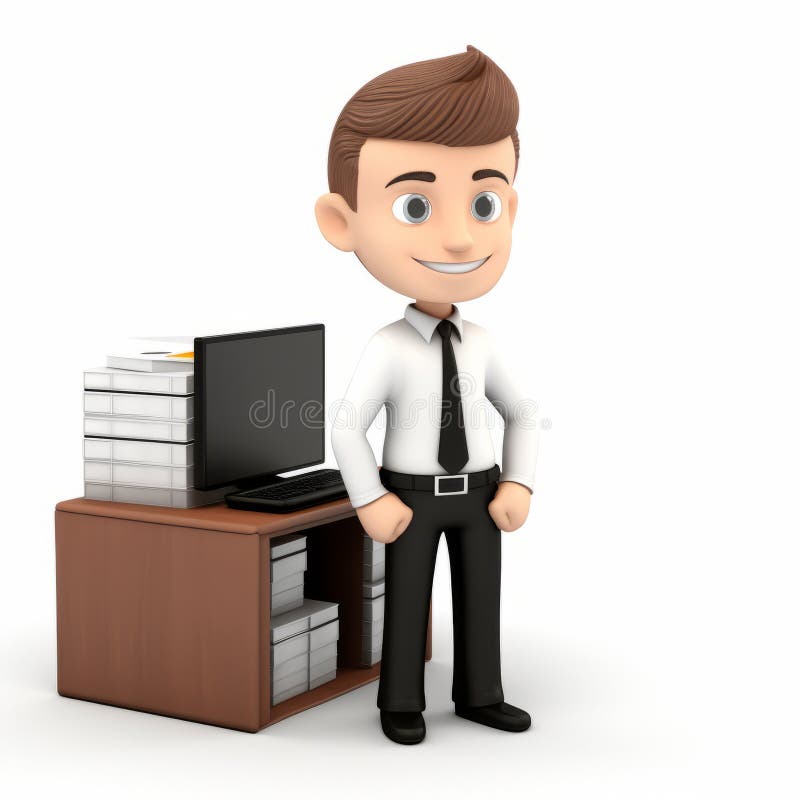 3d Male Administrative Assistant on White Isolated Background Stock ...