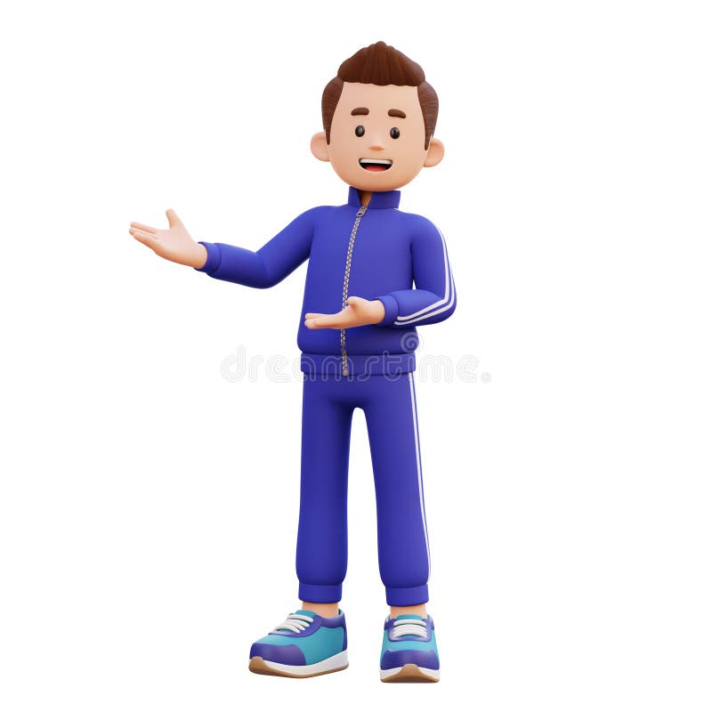 3d Male Character Presenting To the Right Stock Image - Illustration of ...