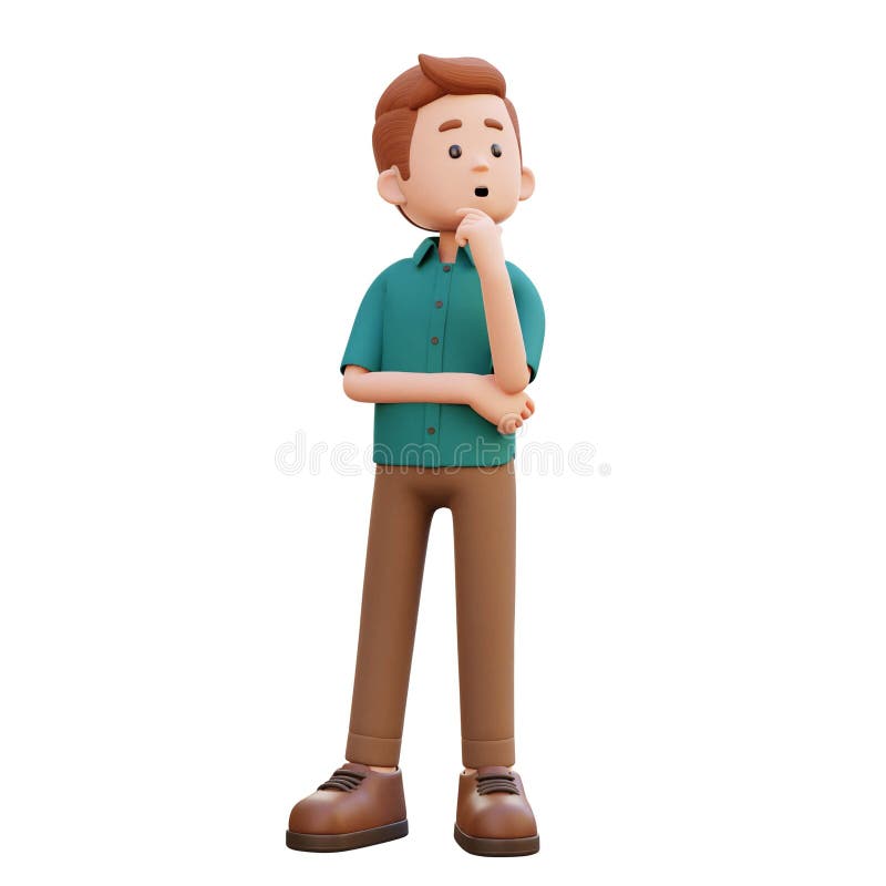 3D Cute Kid Thinking Clueless Stock Illustration - Illustration of ...