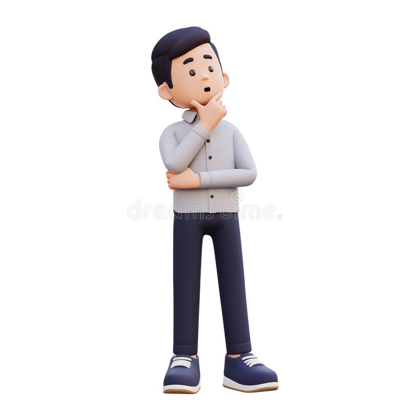 3d male character thinking stock image. Illustration of young - 321393119