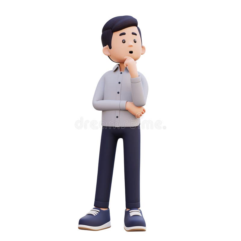 3d male character thinking stock photo. Illustration of digital - 321393122