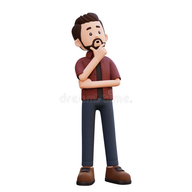 3d male character thinking stock photo. Illustration of happy - 321393196