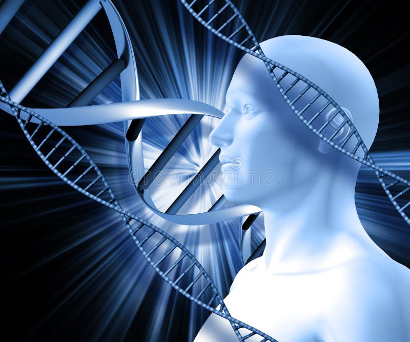 3D Male Figure on an Abstract DNA Background Stock Illustration ...