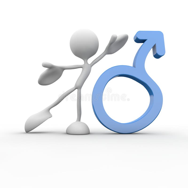 3d Male Figure with a Man Symbol Stock Illustration - Illustration of ...