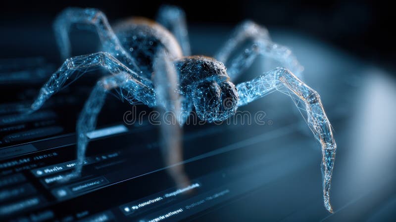 3D Malware Depicted As a Spider Emerging from a Browser Window with a ...