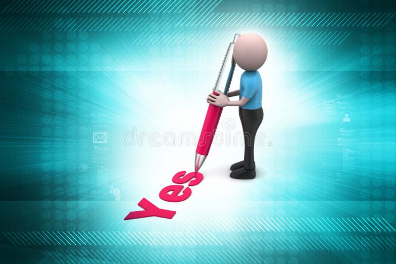 3d man with approved text stock illustration. Illustration of agree ...
