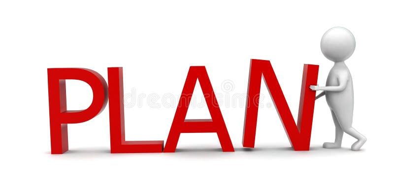 3d Man Arranging Plan Text Concept Stock Illustration - Illustration of ...