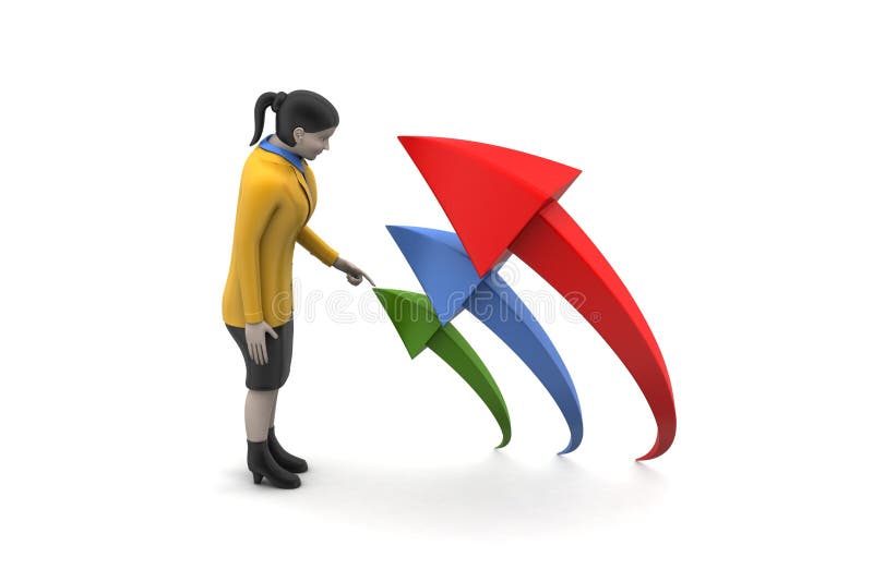 3d man with arrow stock illustration. Illustration of calculation ...