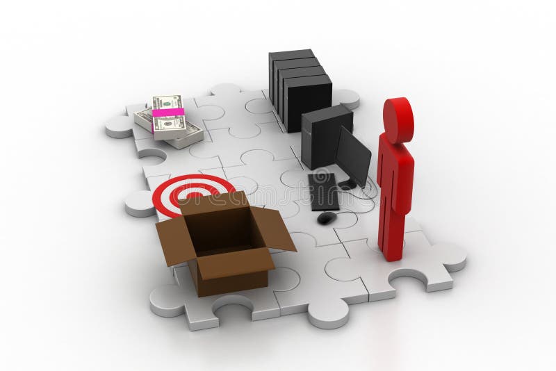 3d Man Attain the Computer Sales Target Stock Illustration ...