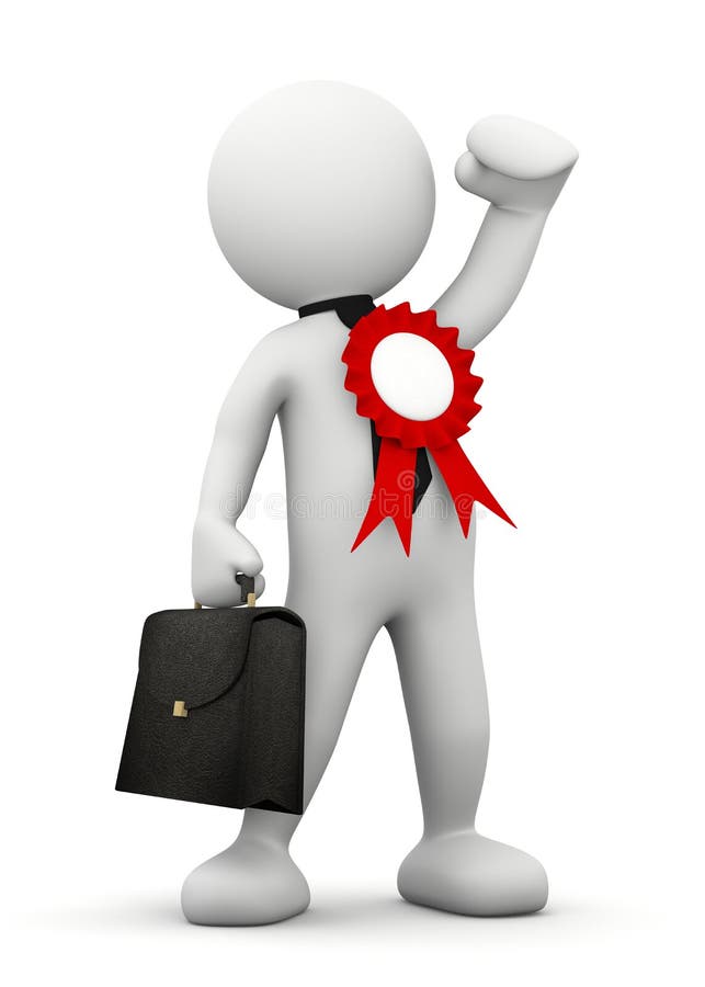 3d Man Awarded Employee Business Stock Illustration - Illustration of ...