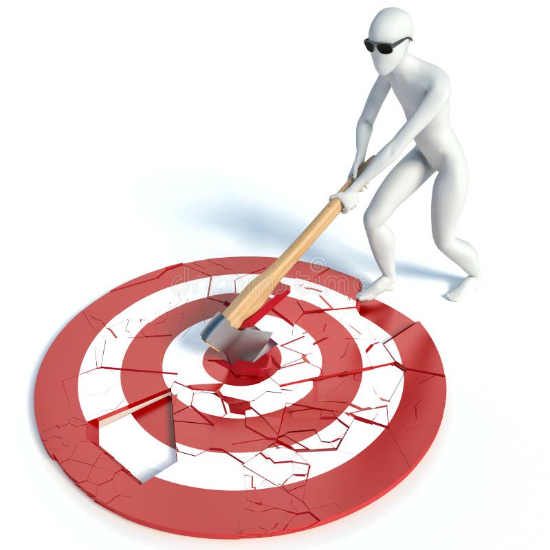 3d Man with an Ax Hits the Target Stock Illustration - Illustration of ...