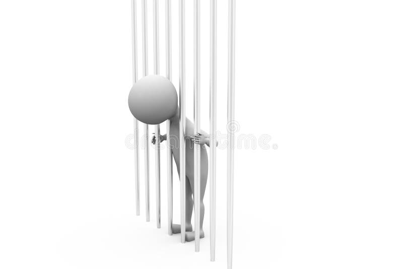 3d man behind bars concept stock illustration. Illustration of bars ...
