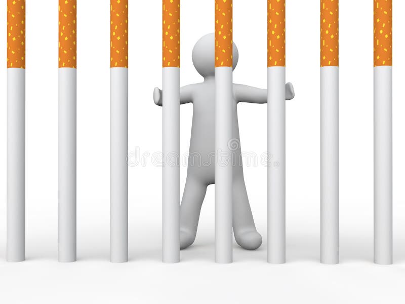 3d Man Behind Cigarette Bars Stock Illustration - Illustration of ...