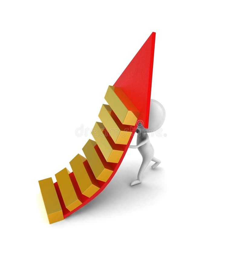 3d Man Bending Upward Arrow Concept Stock Illustration - Illustration ...