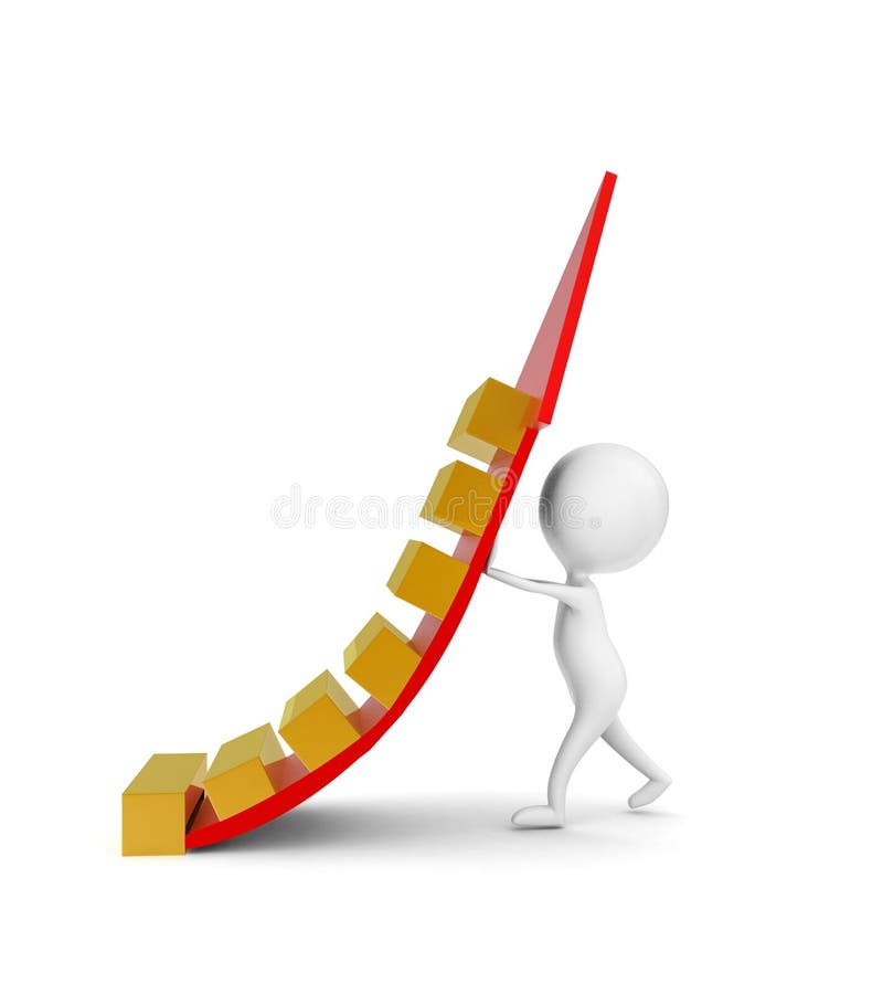 3d Man Bending Upward Arrow Concept Stock Illustration - Illustration ...