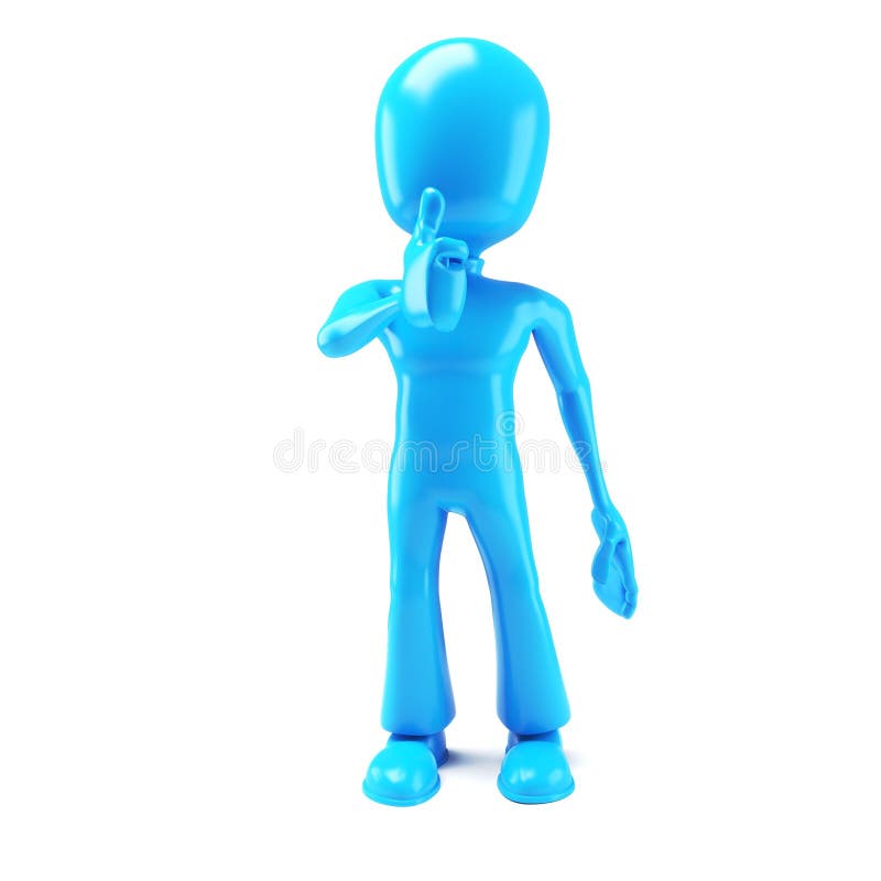 3D Man, Blue Character Standing on a White Background Making an OK Hand ...