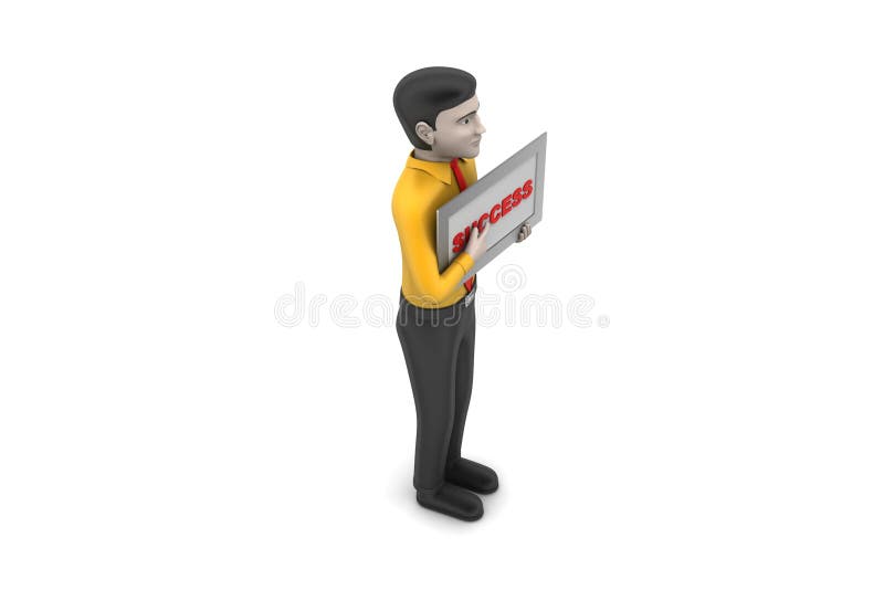 3d man with board stock illustration. Illustration of achieve - 59583933