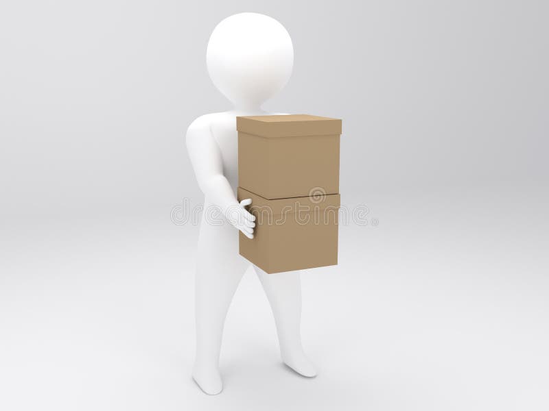 3d man with box stock illustration. Illustration of people - 47422028