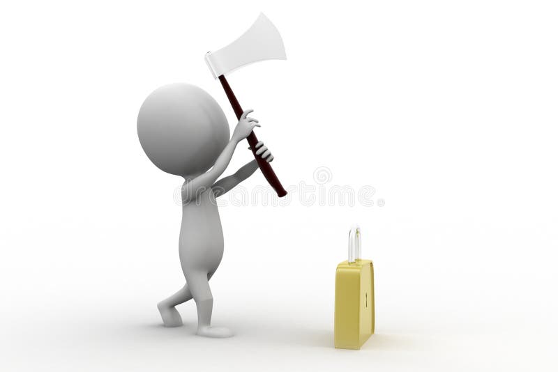 3d man breaking lock stock illustration. Illustration of innocent ...