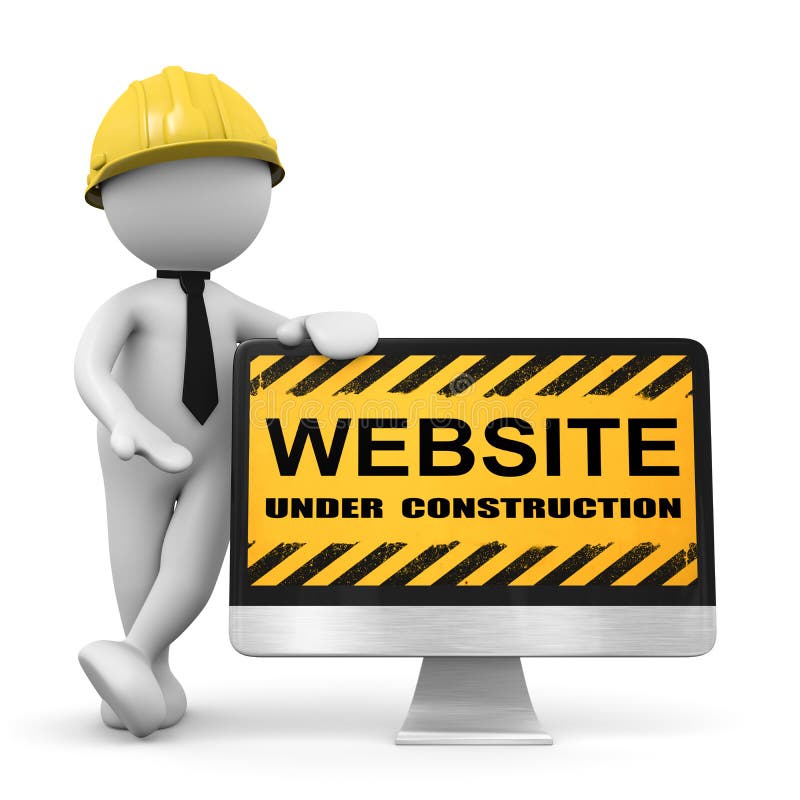 3d Man Builder with a Construction Sign Stock Illustration ...