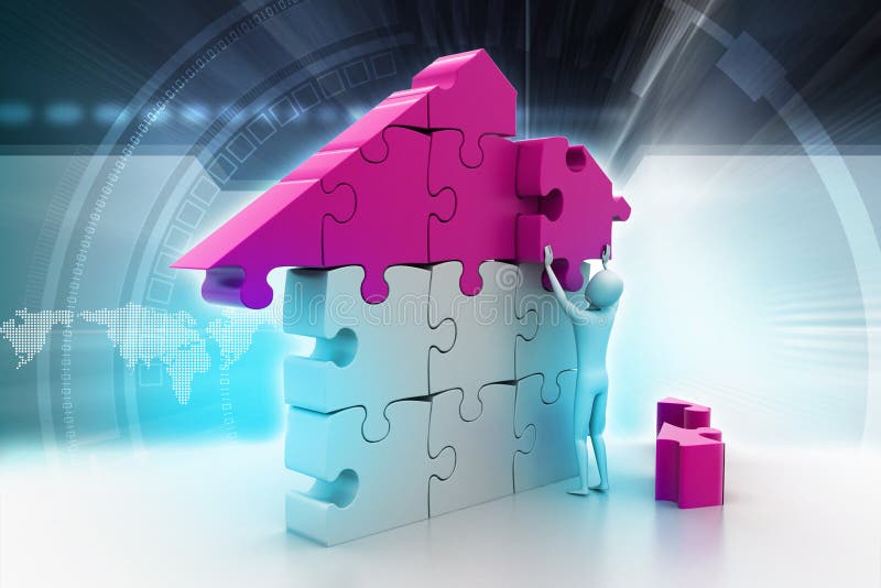 Man Building House Puzzle Stock Illustrations – 286 Man Building House ...
