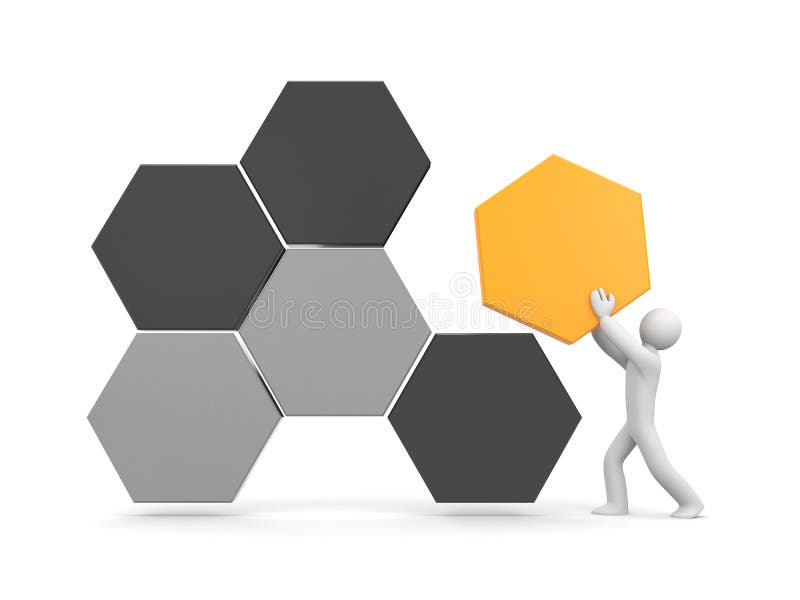 3d Man Builds an Abstract Structure Stock Illustration - Illustration ...