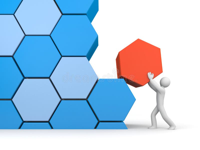 3d Man Builds an Abstract Structure Stock Illustration - Illustration ...