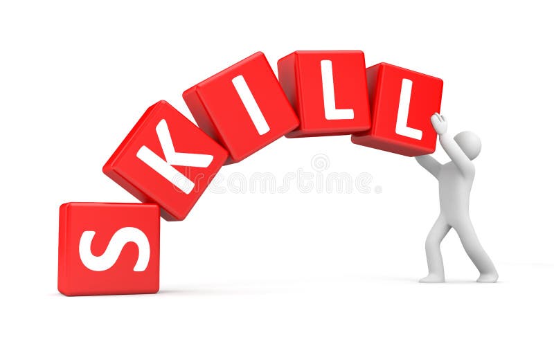 3d man builds his skill stock illustration. Illustration of human ...