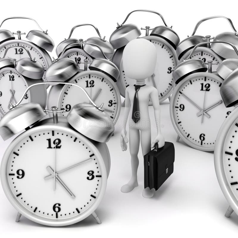 3d Man Business Man Looking at the Clock Stock Illustration ...