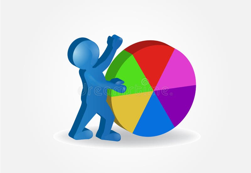 3d Man with Business Pie Graph Statistics Stock Vector - Illustration ...