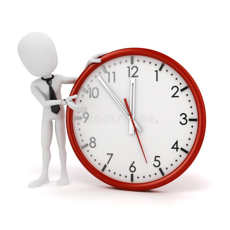 3d Man Businessman and an Alarm Clock Stock Illustration - Illustration ...