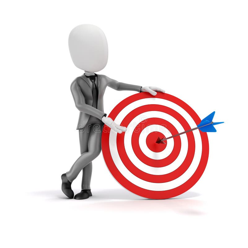 3d Man, With A Target And Arrows Stock Illustration - Illustration of ...