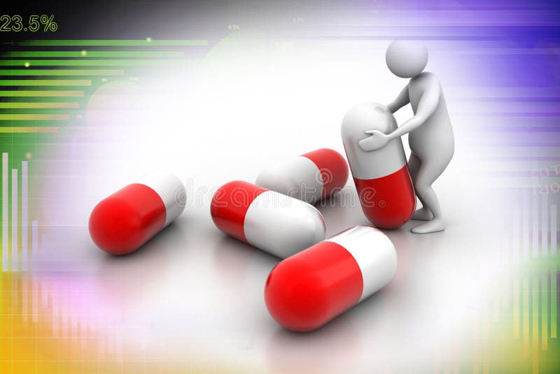 3d man with capsule stock illustration. Illustration of medical - 39070266