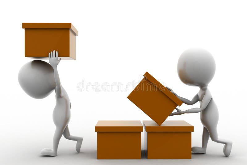 Man Build Boxes on White. Isolated 3D Stock Illustration - Illustration ...