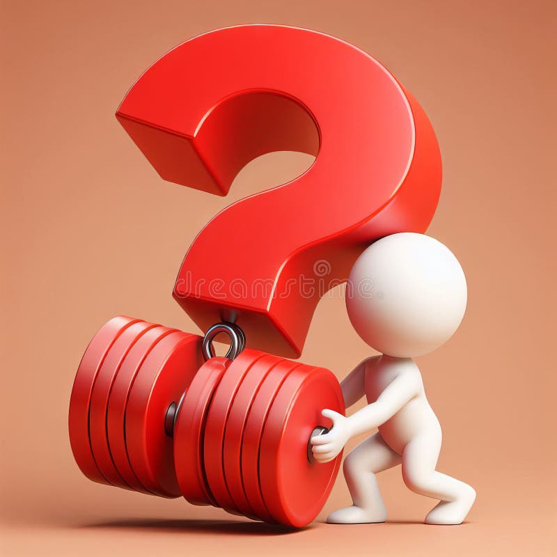 3D Man Carrying Big Question Mark Stock Illustration - Illustration of ...