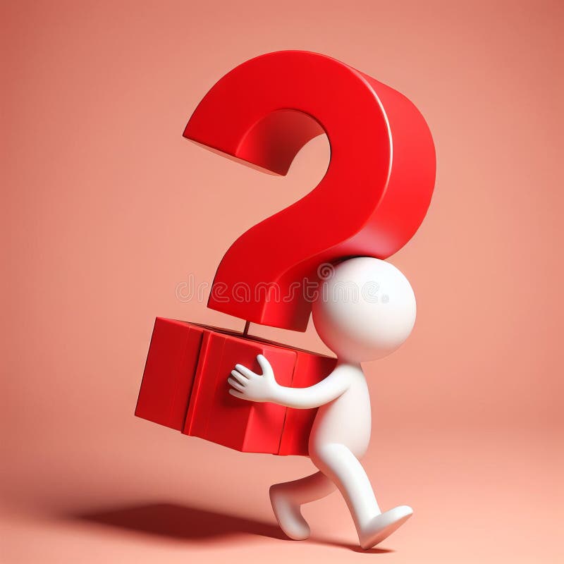 3D Man Carrying Big Question Mark Stock Illustration - Illustration of ...