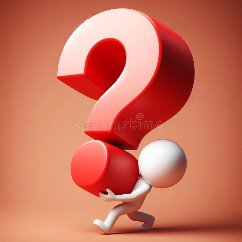3D Man Thinking Photo with Big Question Mark Stock Illustration ...