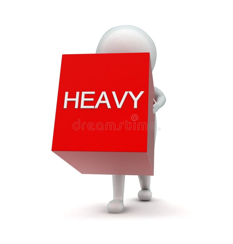 3d Man Carrying Heavy Box Concept Stock Illustration - Illustration of ...