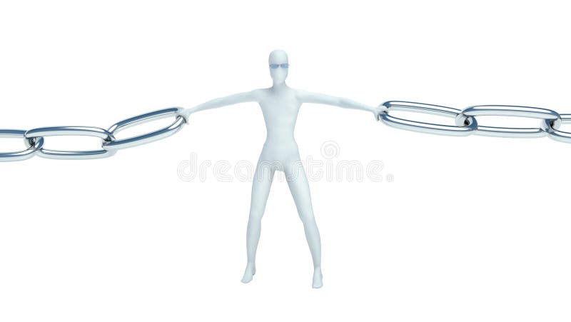 3d man and chain. link stock illustration. Illustration of physical ...