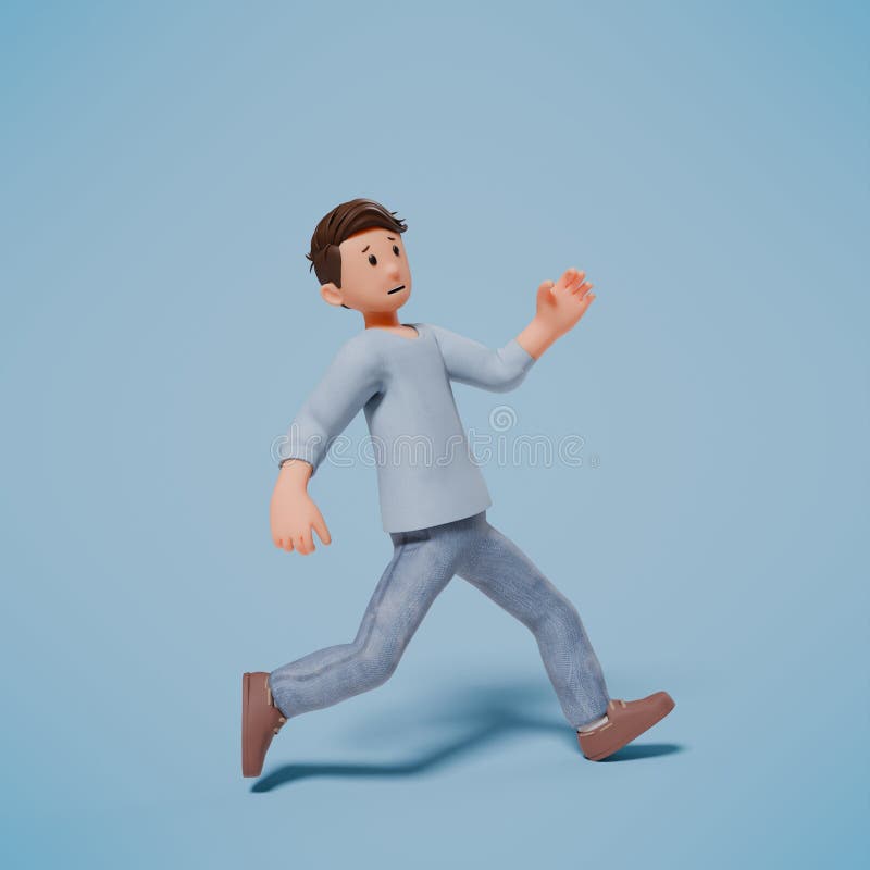 3d Man Character Slipped while Walking with a Blue Background Stock ...