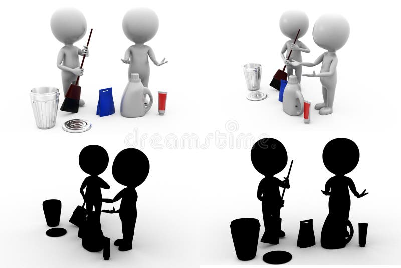 3d Man Cleaning Concept Collections With Alpha And Shadow Channel Stock ...