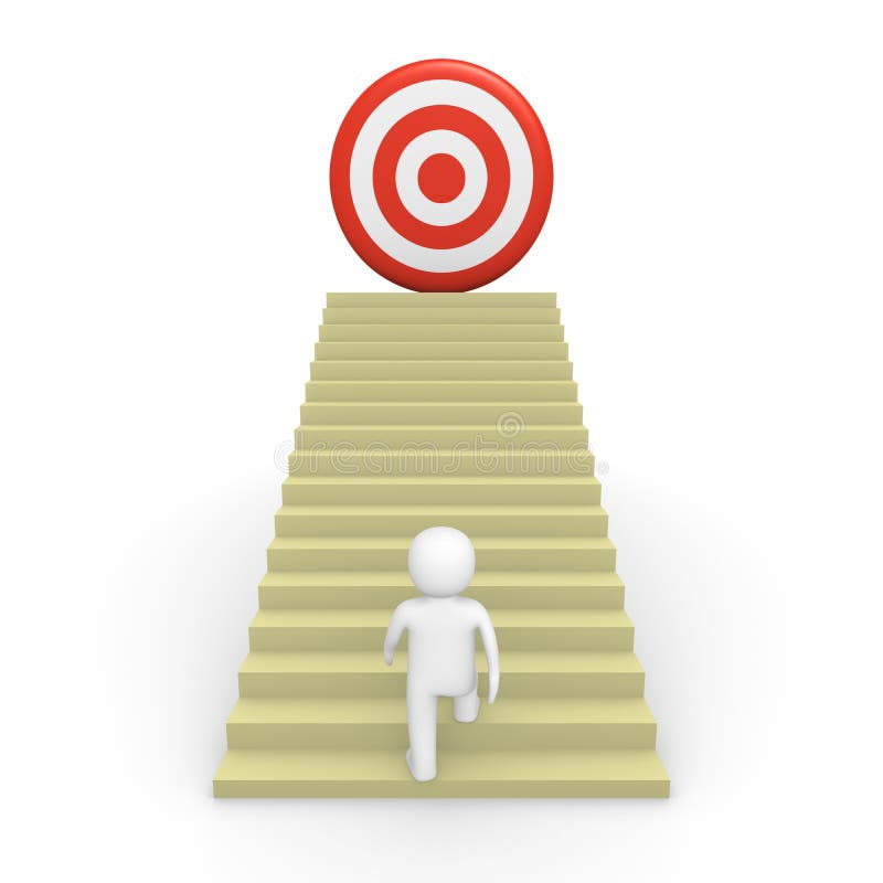 3d Man Climbs the Stairs To the Target. Stock Illustration ...