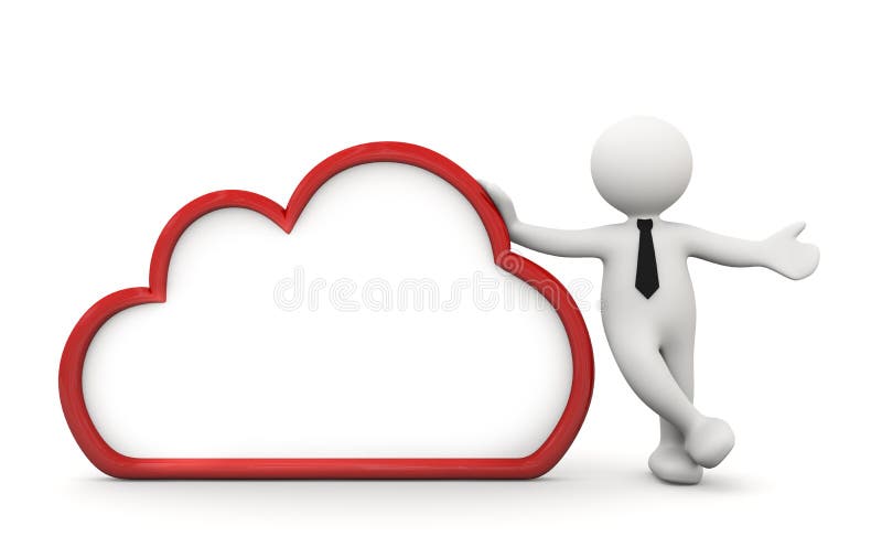 3d Man with Cloud Shaped Sign Stock Illustration - Illustration of ...