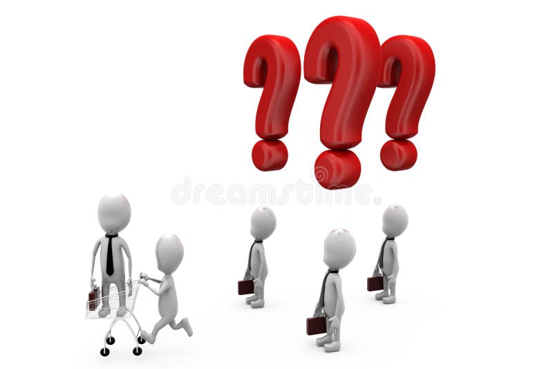 3d Man Confused Men Concept Stock Illustration - Illustration of buyer ...