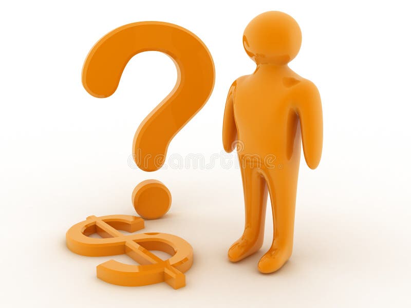 3d Man Confusing Dollar Rate Stock Illustration - Illustration of ...