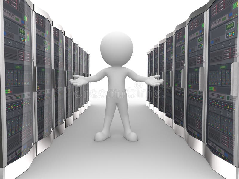 3d Man In Data Computer Network Server Stock Illustration Illustration Of Internet Cabinet