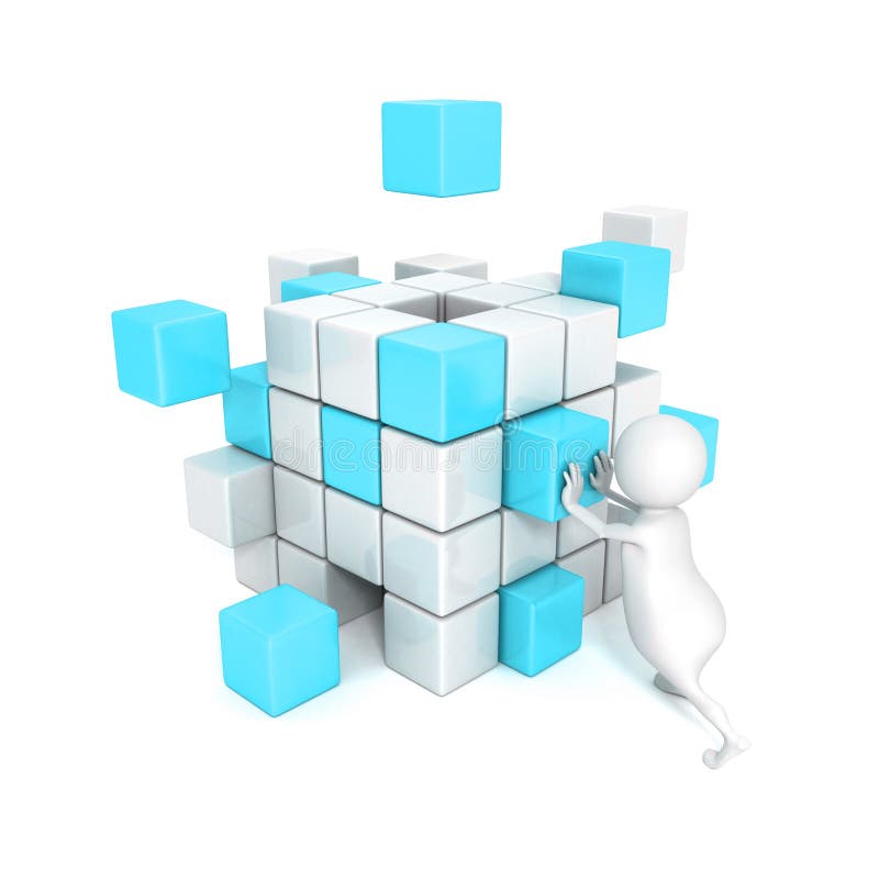 3d Man with Different Blocks. Business Concept Stock Illustration ...