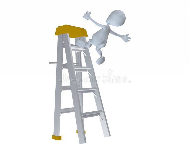 3d Man Falling Off of a Ladder Stock Illustration - Illustration of ...