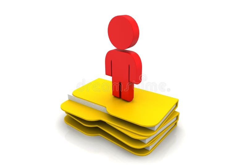 3d man with file folder stock illustration. Illustration of ...